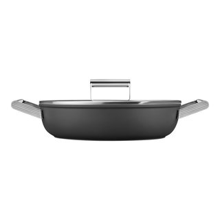 Smeg Cookware 11-Inch Black Deep Pan with Lid - Transitional - Saute ...