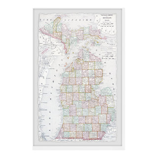"Northern Michigan Map" Framed Painting Print, 8x12 - Contemporary ...