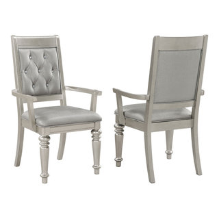 Bling Game Dining Arm Chair Metallic Platinum, Set of 2 - Dining Chairs ...