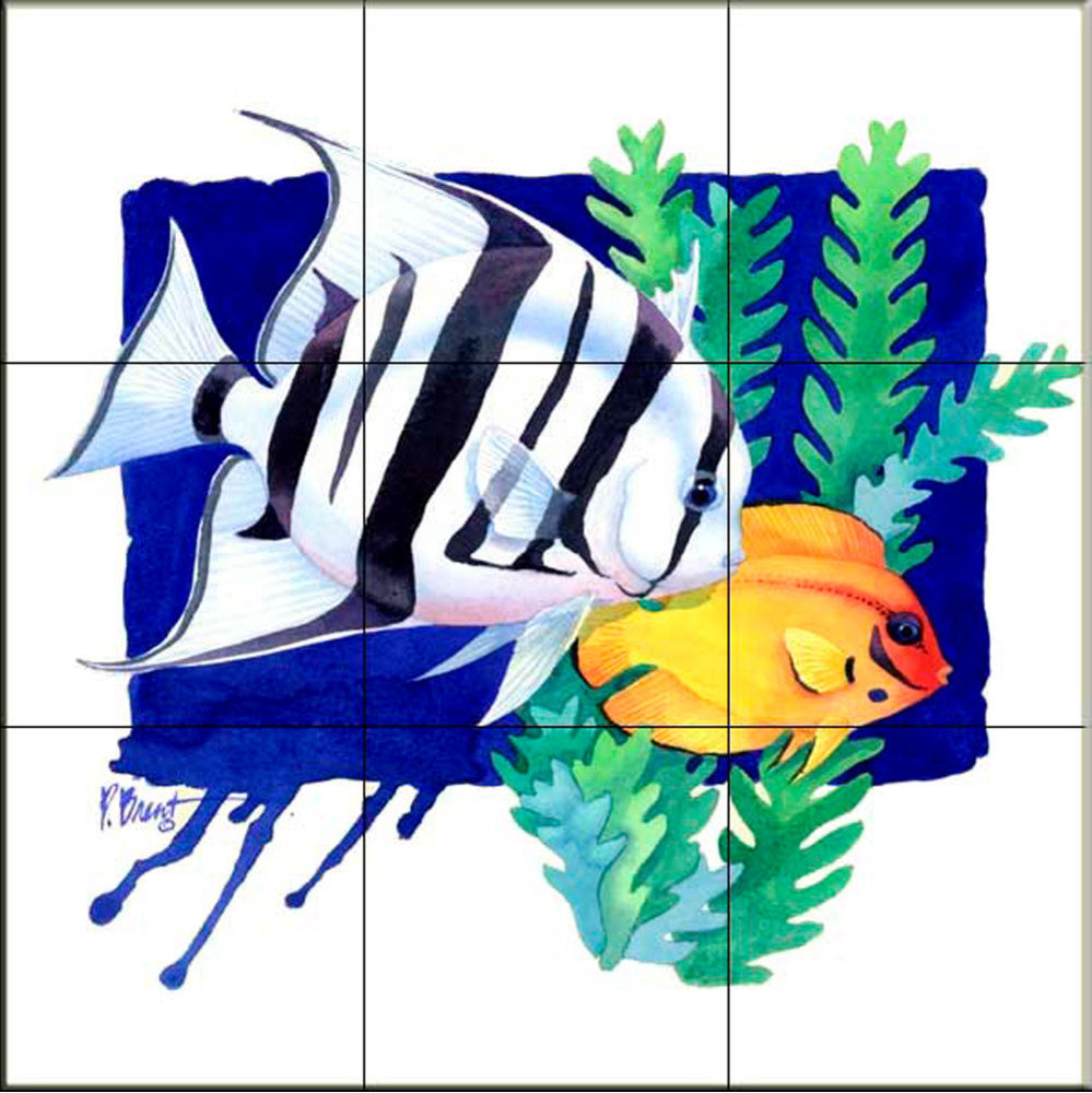 Tile Mural, Atlantic Spade Fish by Paul Brent, 18" x 18" (9 Tiles ...