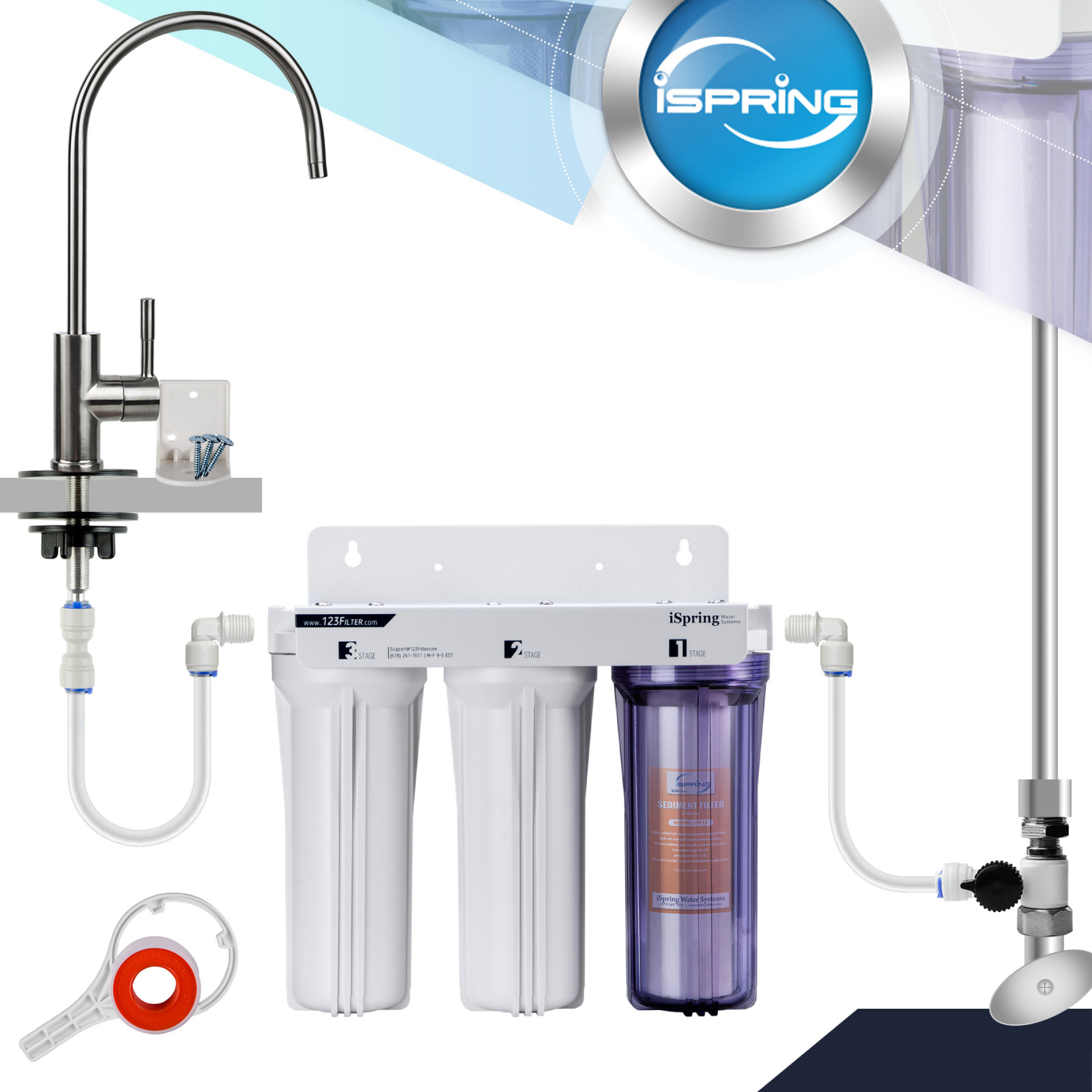 iSpring US31 Classic 3-Stage Under Sink Water Filtration System ...