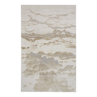 Feizy 3727FBGE Aura Machine Made Gold / Beige Area Rugs, 6'-7" x 9'-6 ...