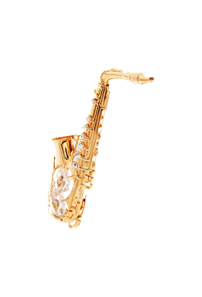 24K Gold Plated Crystal Studded Saxophone Ornament - Contemporary ...