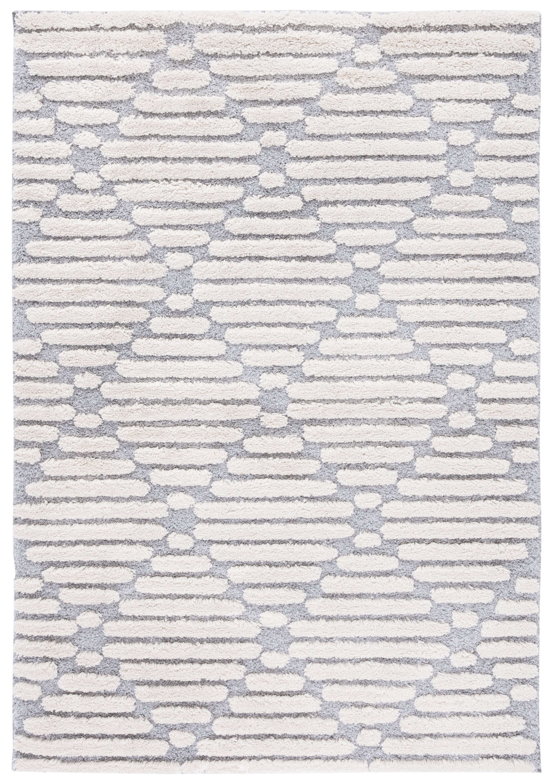 Safavieh Hi-Lo Shag Hls212F Trellis, Geometric Rug, Gray/Beige, 9'x12 ...