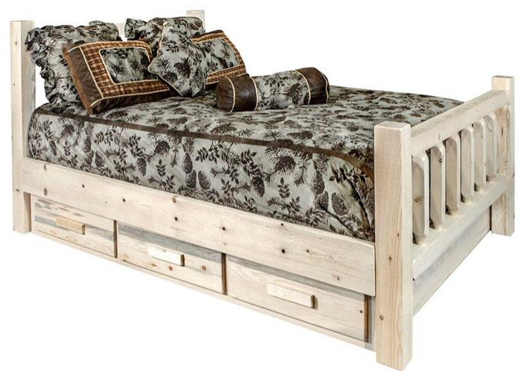 Montana Woodworks Homestead Solid Wood Queen Bed with Storage in ...