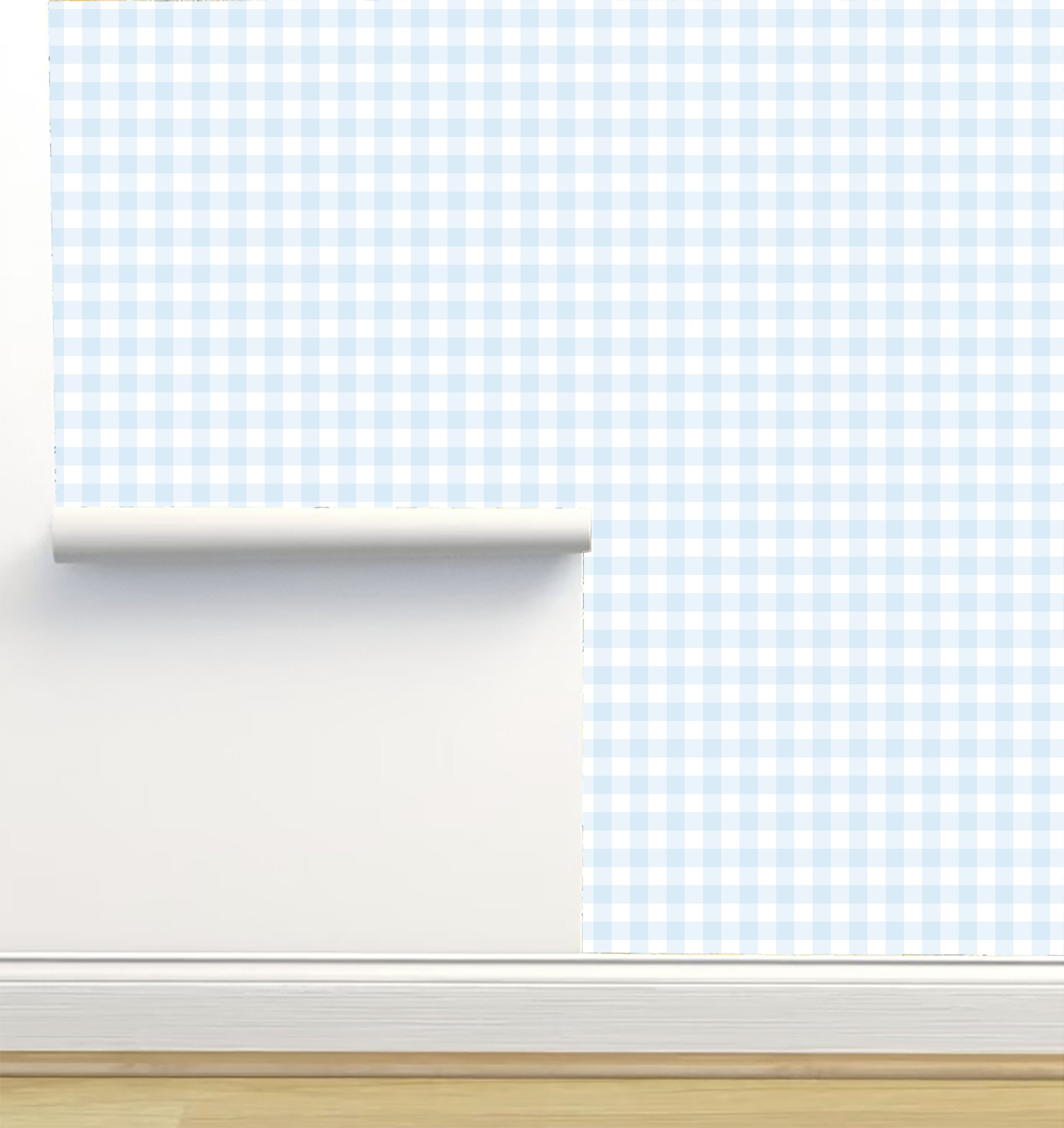 Gingham Baby Blue Wallpaper by Erin Kendal, Sample 12"x8" - Farmhouse ...