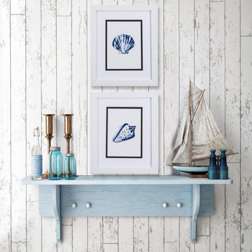 Clam Shell Wall Art, 2-Piece Set - Beach Style - Prints And Posters ...