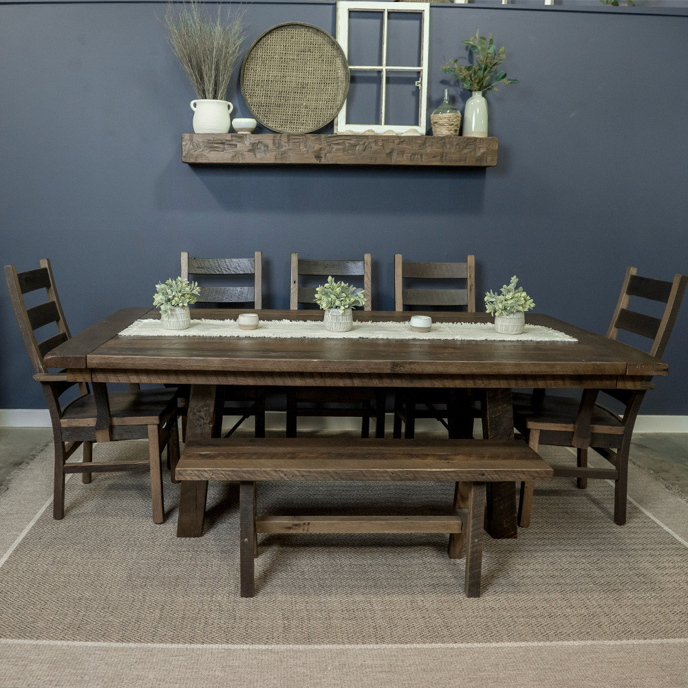 Montana Dining Table, Reclaimed Barnwood, 54x66, 2 Breadboard Exts ...