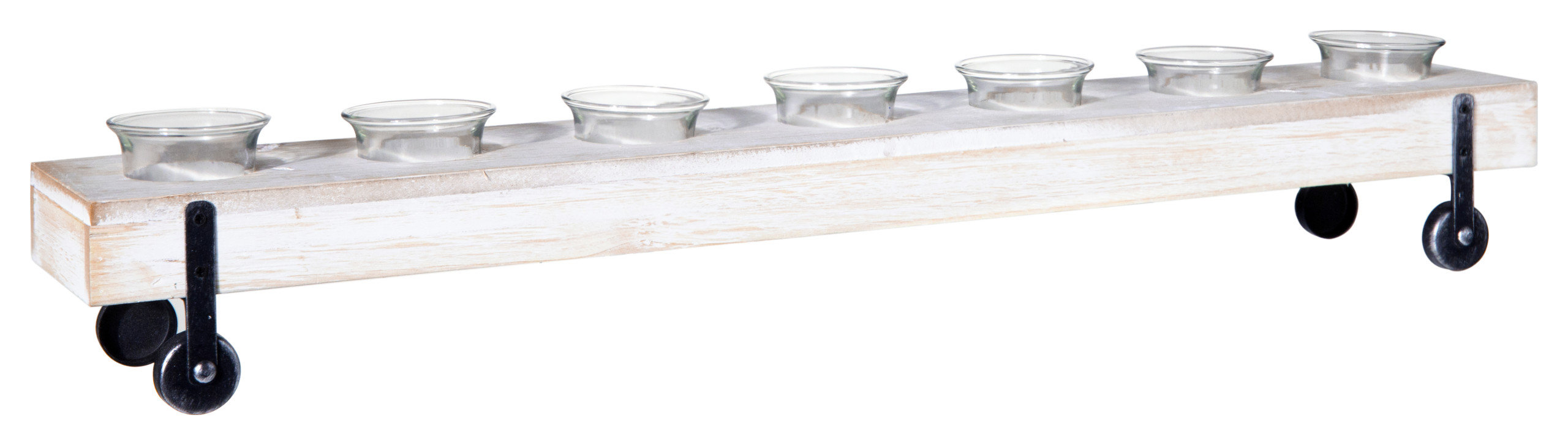 Rectangle Wood Candle Holder Washed White Finish - Farmhouse ...