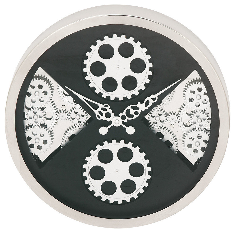 GwG Outlet Stainless Steel Gear Wall Clock, 16 - Industrial - Wall ...