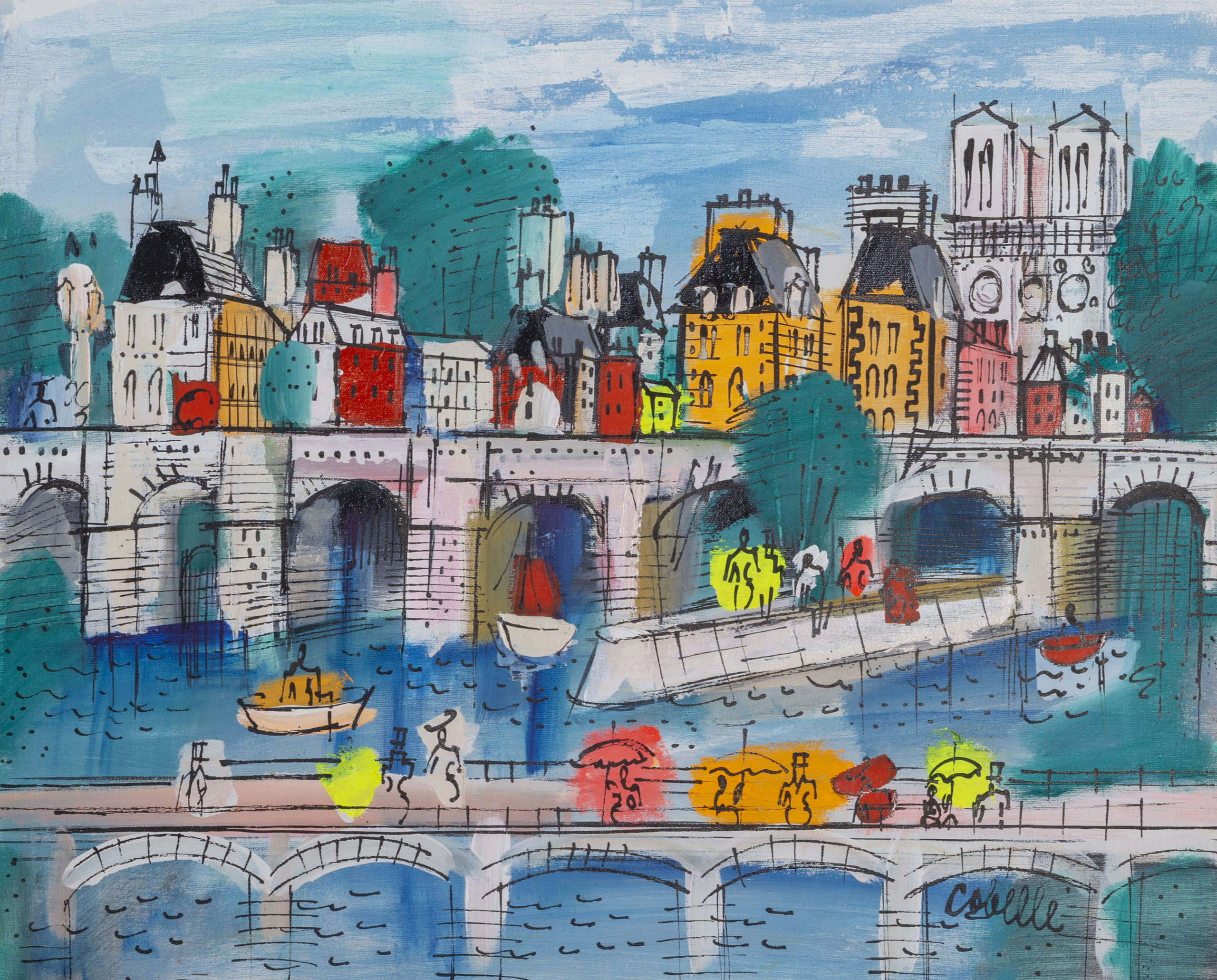 Bridges and Notre Dame, Charles Cobelle, 20x24 - Contemporary ...