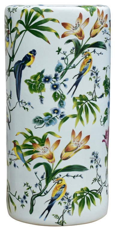 Chinese Chinoiserie Spring Bird Motif Porcelain Umbrella Stand 18 ...