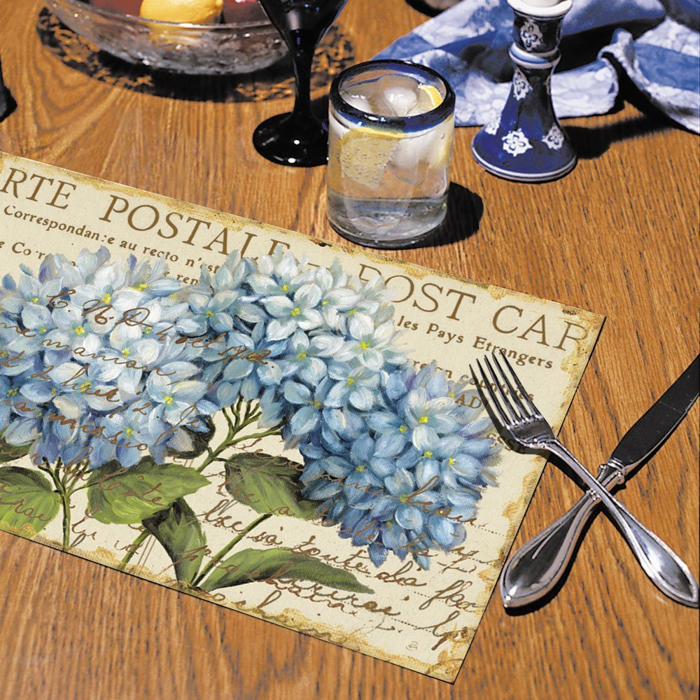 Blue Hydrangeas Paper Placemat, Pack of 24 - French Country - Placemats ...