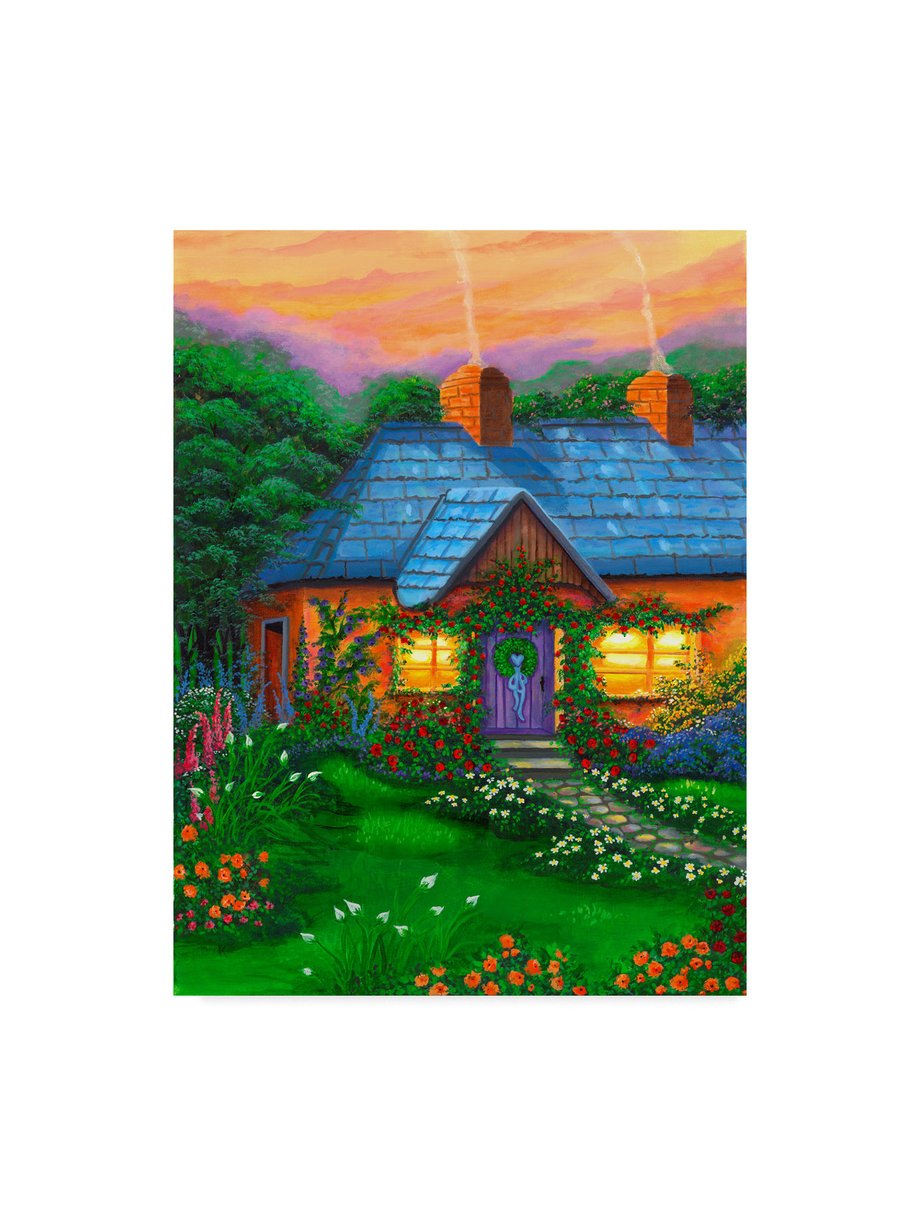 Bonnie B Cook 'Rose Cottage Blue Roof' Canvas Art, 18"x24 ...