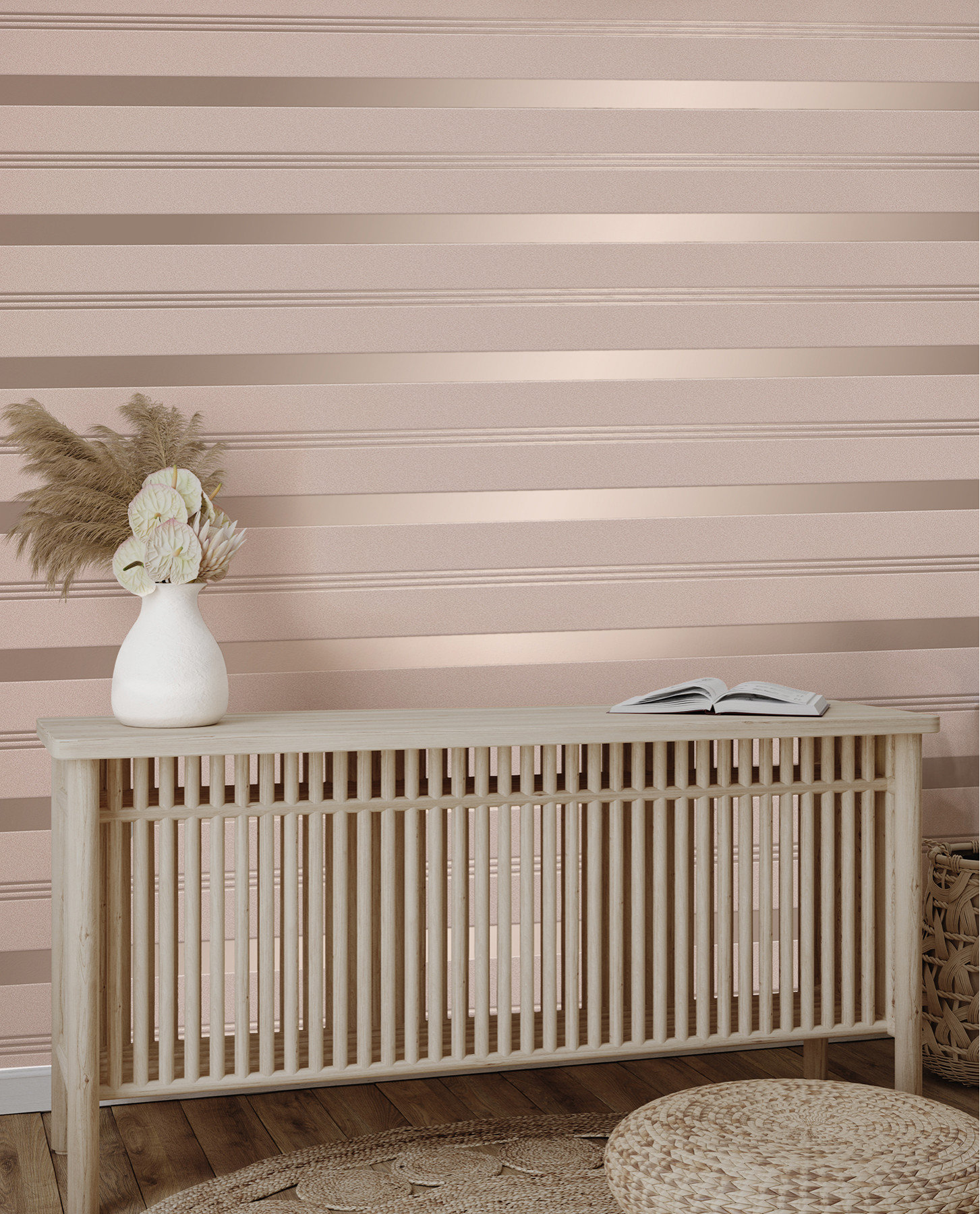Collin Pink Bexley Stripe Wallpaper, Swatch - Contemporary - Wallpaper ...
