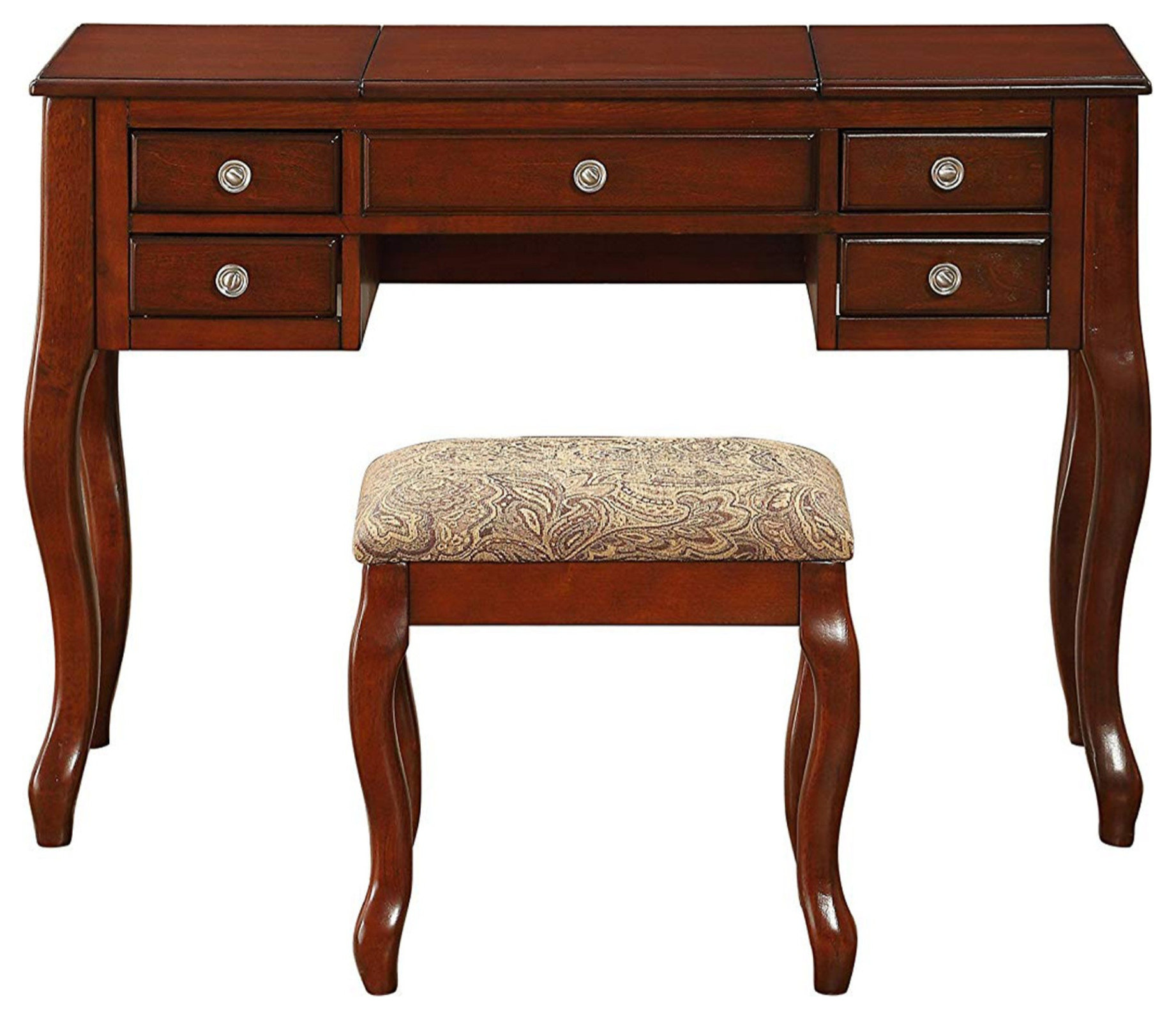 Cherub Vanity Set Featuring Stool And Mirror Cherry Brown - Traditional ...