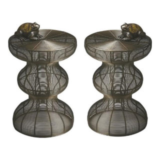 Home Square Iron Frame Accent Table in Bronze Finish - Set of 2 ...