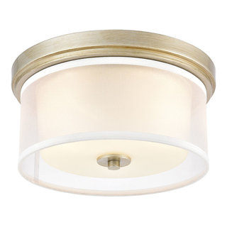 Diffusion 2-Light Flush Mount, Aged Silver With Frosted Glass - Transitional - Flush-mount ...
