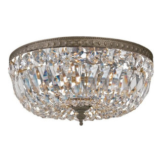 Crystorama 3 Light Bronze Spectra Crystal Ceiling Mount, 12'' W x 7'' H ...