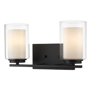 Willow Two Light Vanity, Matte Black - Transitional - Bathroom Vanity ...