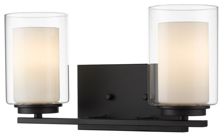 Willow Two Light Vanity, Matte Black - Transitional - Bathroom Vanity ...