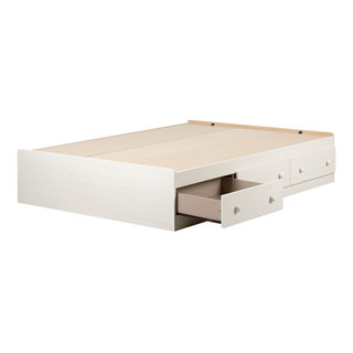 Traditional Full Platform Bed, Side Storage Drawers With Round Knobs ...