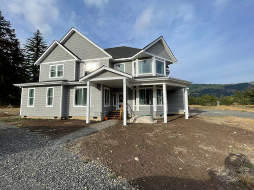Composite front porch with angles