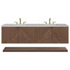 72" Chestnut Floating Double Bathroom Vanity Silestone Quartz, James ...