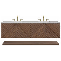 72" Chestnut Floating Double Bathroom Vanity Silestone Quartz, James ...