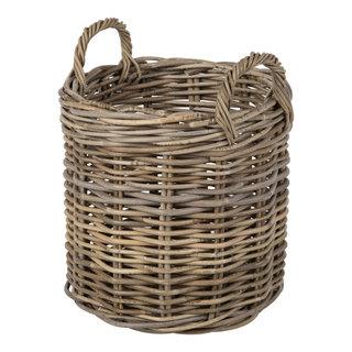 Nusa Round Kobo Basket, Gray-Brown, Small - Tropical - Baskets - by ...