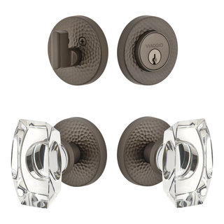 Circolo Hammered Rosette, Stella Crystal Knob And Deadbolt, 2.75 ...
