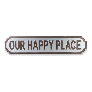 Galvanized Metal Wall Sign, Our Happy Place - Contemporary - Novelty ...