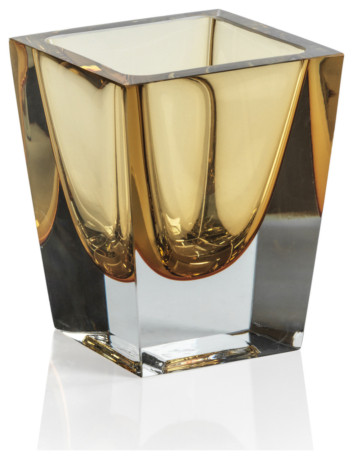 Carrara Polished Amber Glass Vase, Square, 3"x3"x4" - Contemporary ...