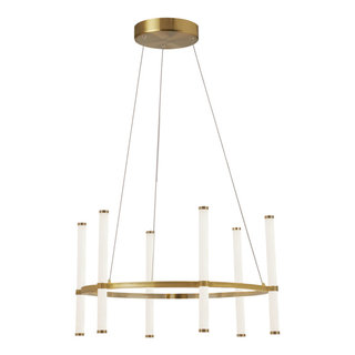 36W Chandelier, Aged Brass with White Acrylic Diffuser - Modern ...