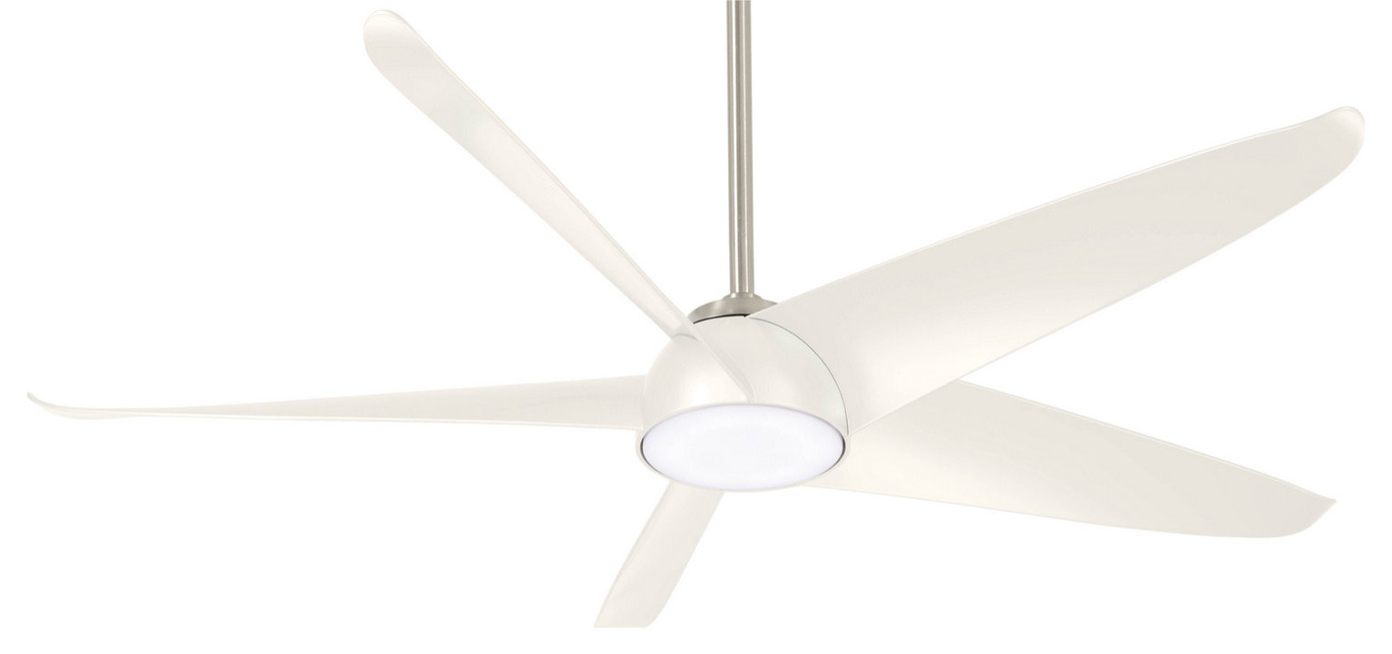 Ellipse 60" Ceiling Fan, Brushed Nickel/White - Transitional - Ceiling ...