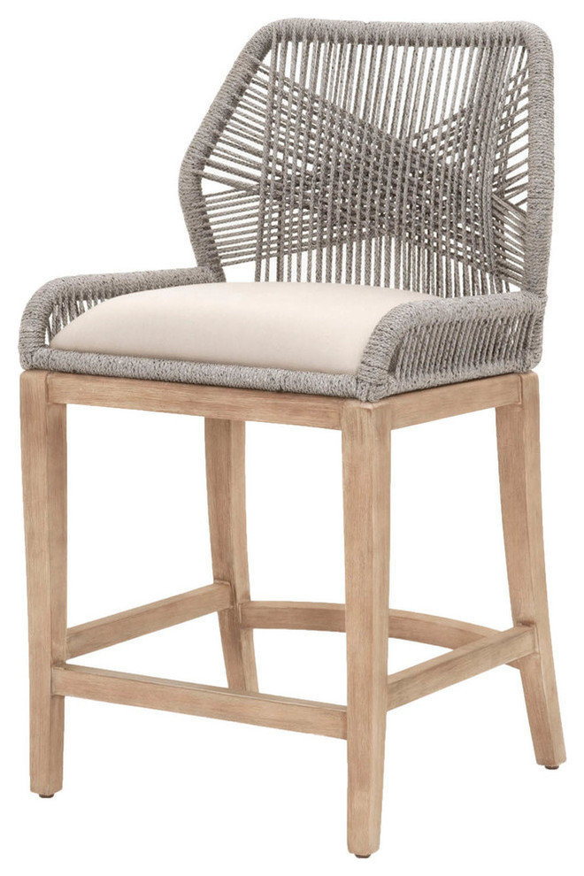 Wooven Upholstered Loom Counter Stool, Gray - Contemporary - Outdoor ...