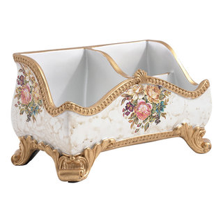 Retro Golden 3 Compartment Remote Control Storage Box - Victorian ...