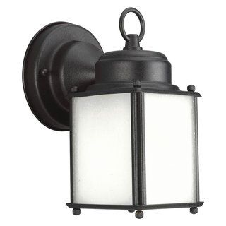 Roman Coach 1-Light Outdoor Wall Mount Black Etched White Glass ...
