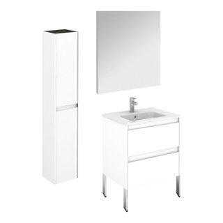 Ambra 60F Pack 2 Freestanding Bathroom Vanity with Mirror and Column ...
