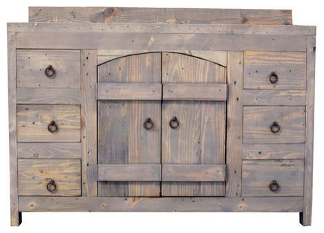 Old World Reclaimed Vanity In Avery Gray, 72x20x32 - Rustic - Bathroom ...