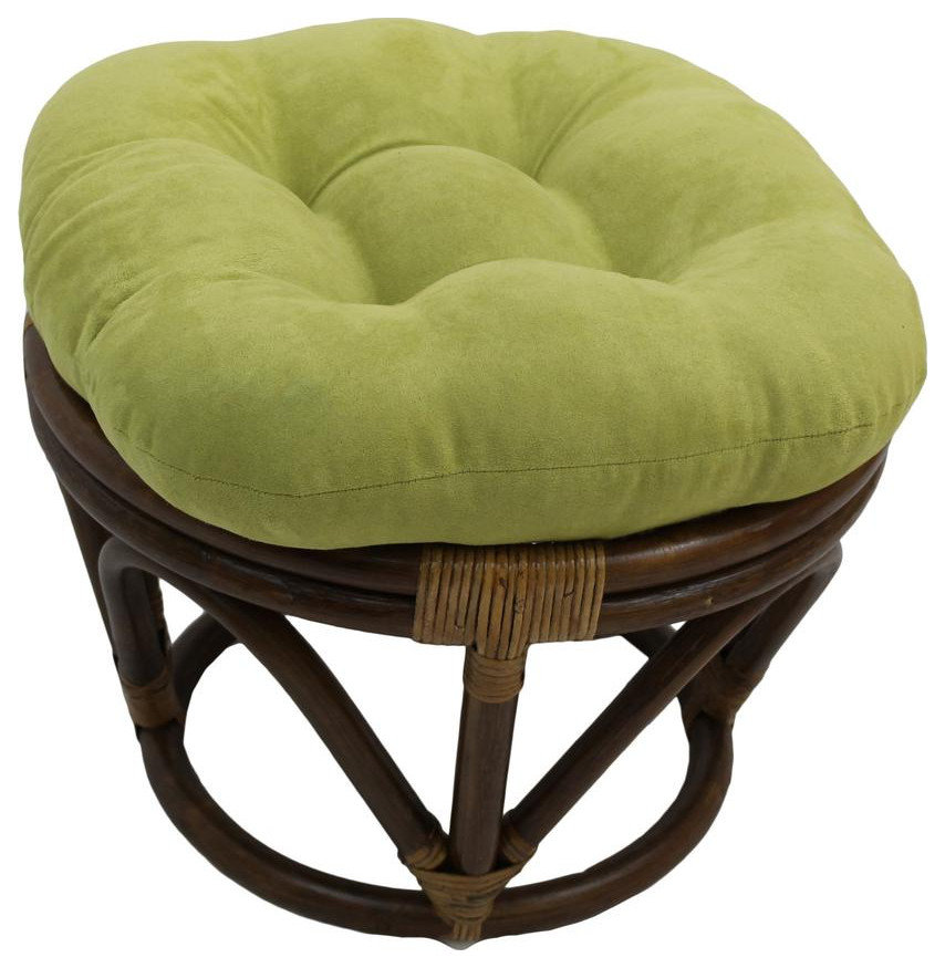 18-Inch Round Solid Micro Suede Tufted Footstool Cushion - Contemporary ...