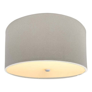 Moderne Flush Mount Conversion Kit 16"w Light Oatmeal Linen Drum ...