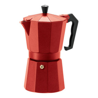 Oggi Red Cast Aluminum 12 Ounce Stovetop Espresso Maker - Modern ...