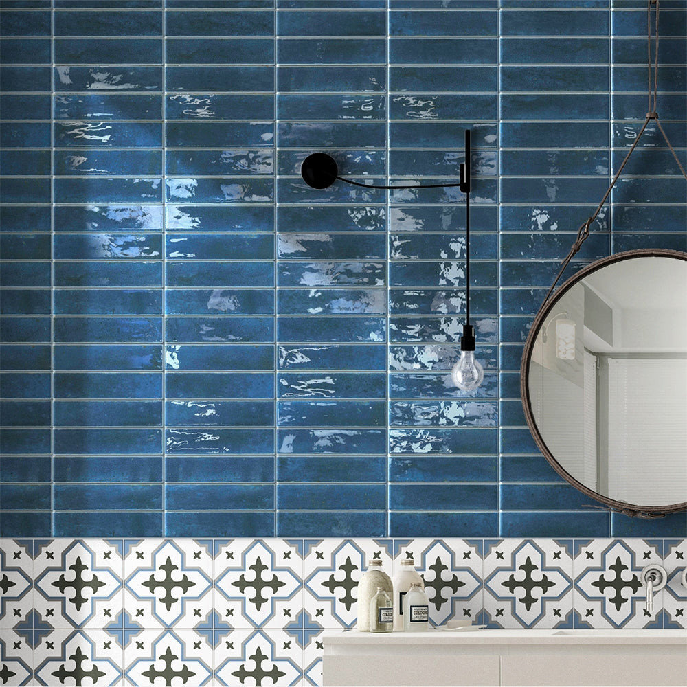 Ladrillo Brick Cobalto Glossy 2.5x10 Ceramic Tile, 2.5x10 ...