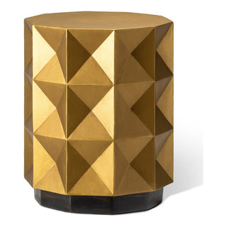 Modern Antique Gold MGO Geometric Side Table - Contemporary - Side ...