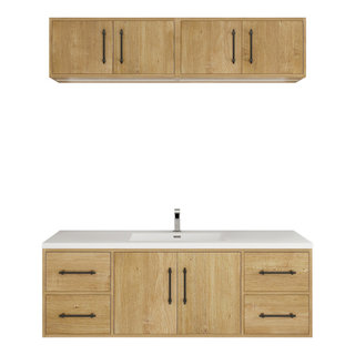 Victoria 60" Single Sink Plywood Vanity, Overhead Cabinet ...