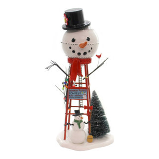 12.00in Snowman Watertower, Ceramic, Village Accessories 800013, 12 In ...