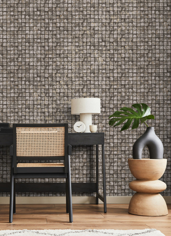 Kingsley Grey Tiled Wallpaper, Bolt - Contemporary - Wallpaper - by ...