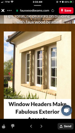 I’m adding faux cedar headers above windows