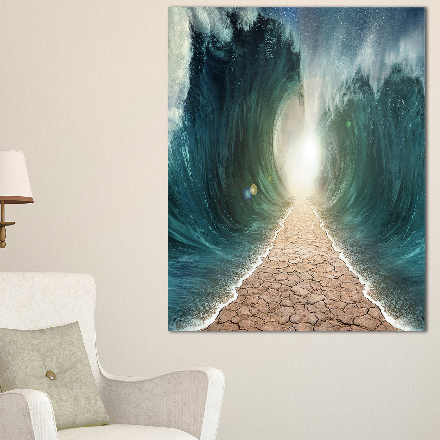 "Pathway through the Parted Seas" Canvas Print, 20"x40" - Beach Style ...